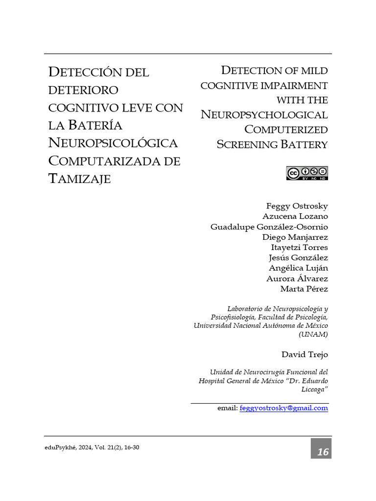 Etección Del Deterioro Cognitivo Leve Con LA Atería Europsicológica ...
