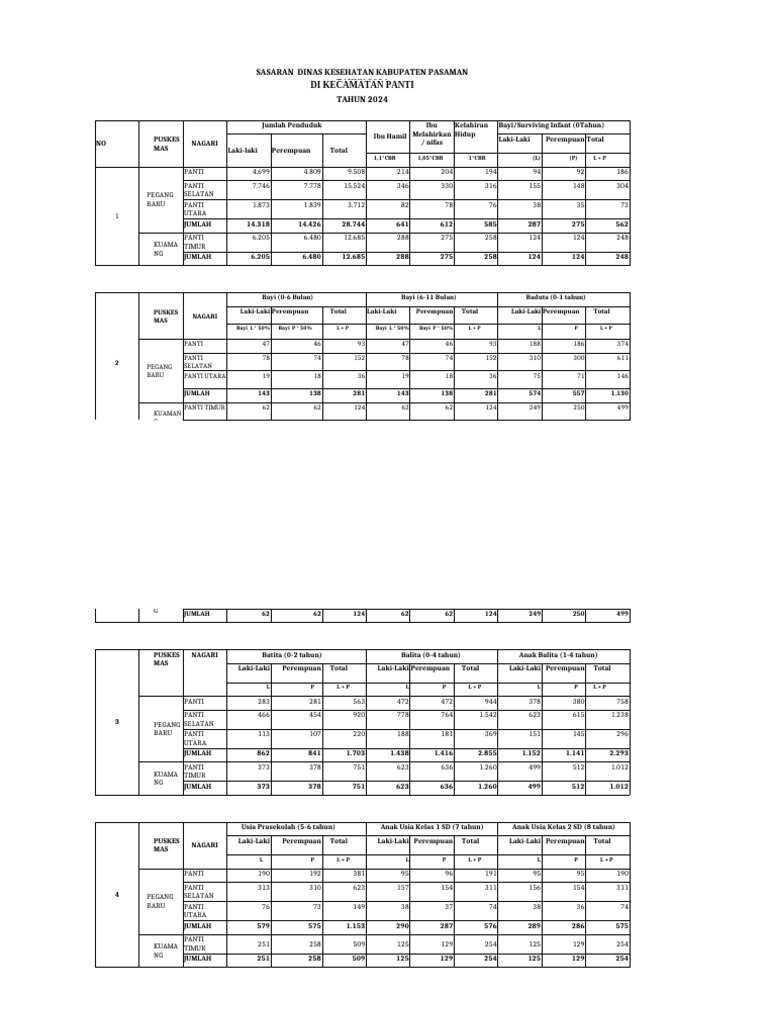 Data Sasaran Puskesmas 2024 | PDF