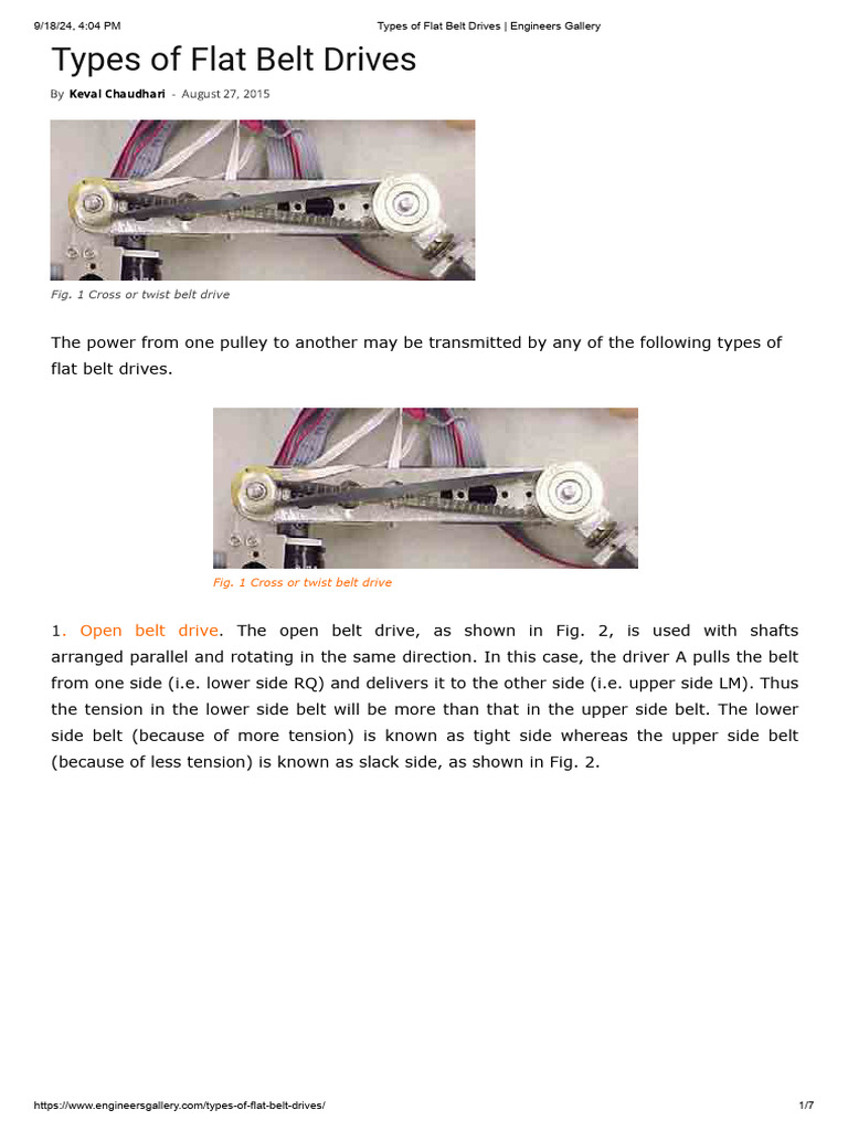 Types of Flat Belt Drives - Engineers Gallery | PDF
