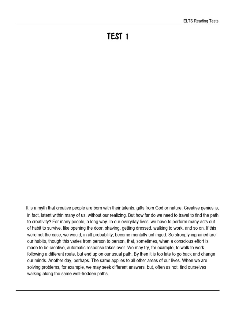 Ielts Reading Test 1 by Sam Mccarter | PDF
