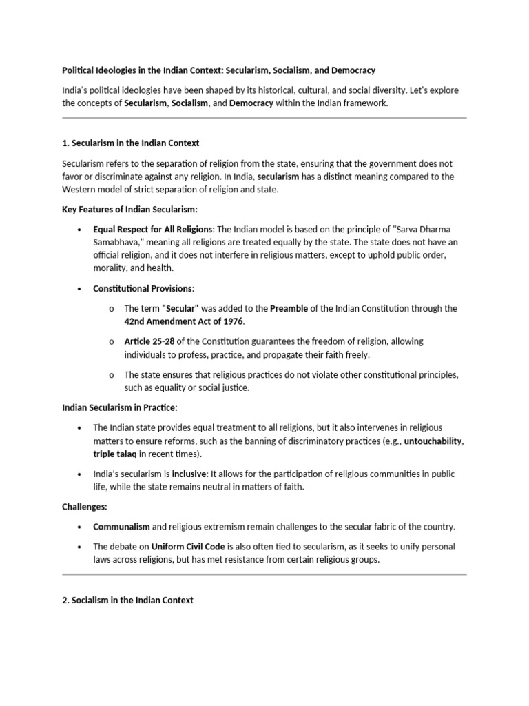 UNIT 01 Political Ideologies in The Indian Context | PDF