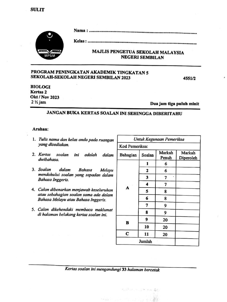 Bio K2 Trial N9 2023 | PDF