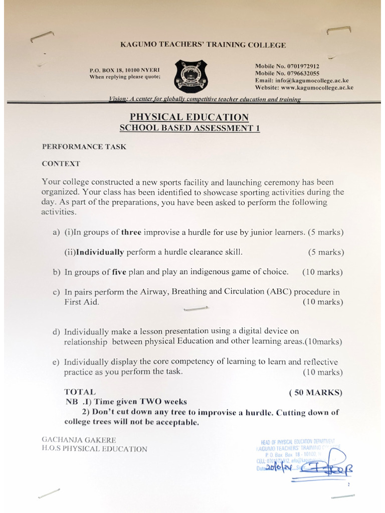 Physical Education Sba 1 | PDF
