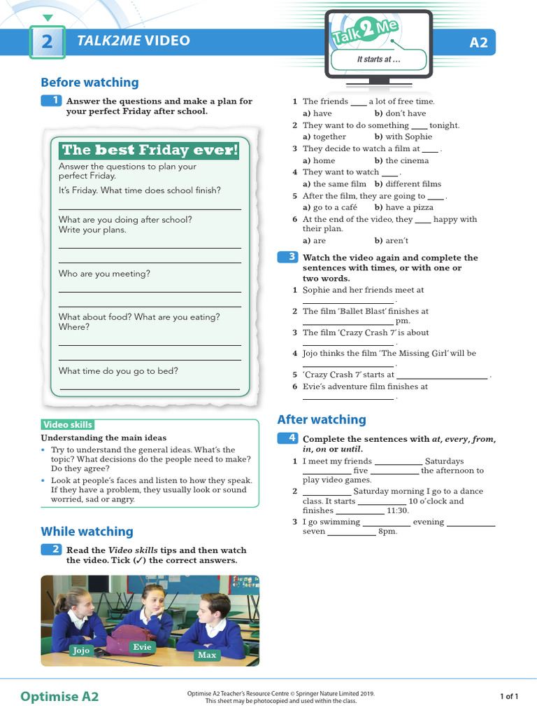 OPT A2 T2M Unit 2 Worksheet | PDF