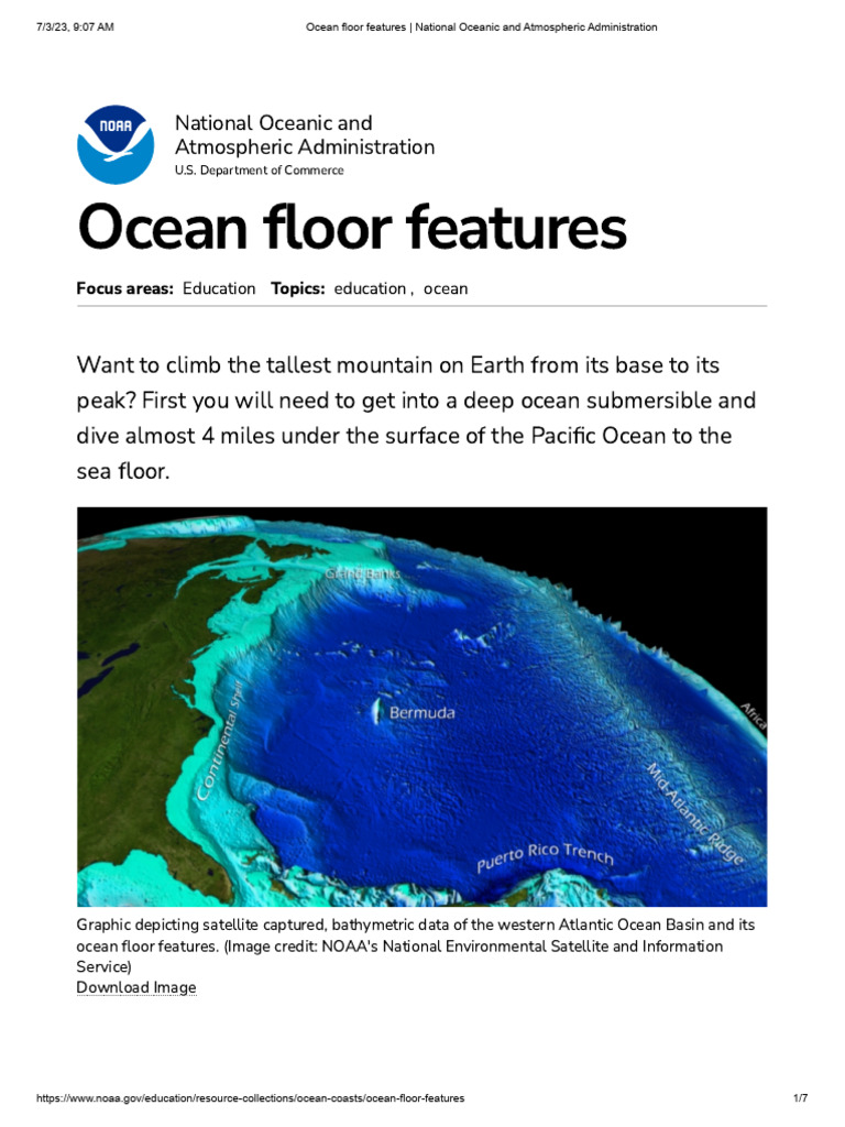 Ocean Floor Features: National Oceanic and Atmospheric Administration | PDF