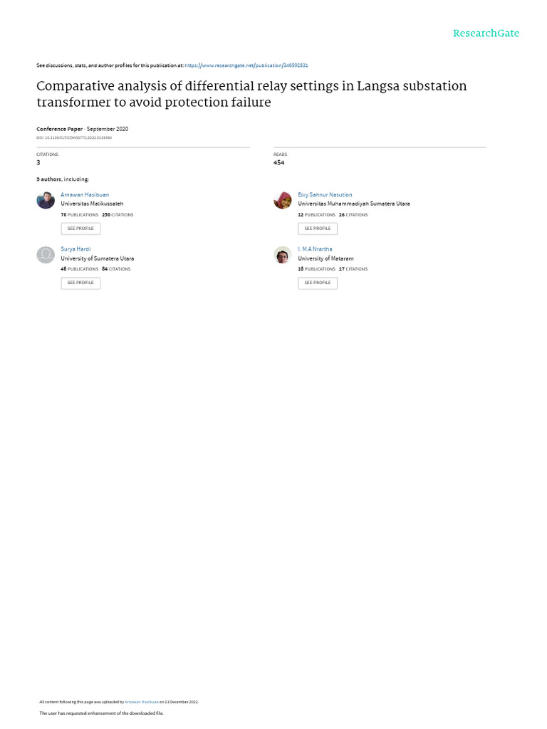 Case Study Langa Substation Differential Protection | PDF