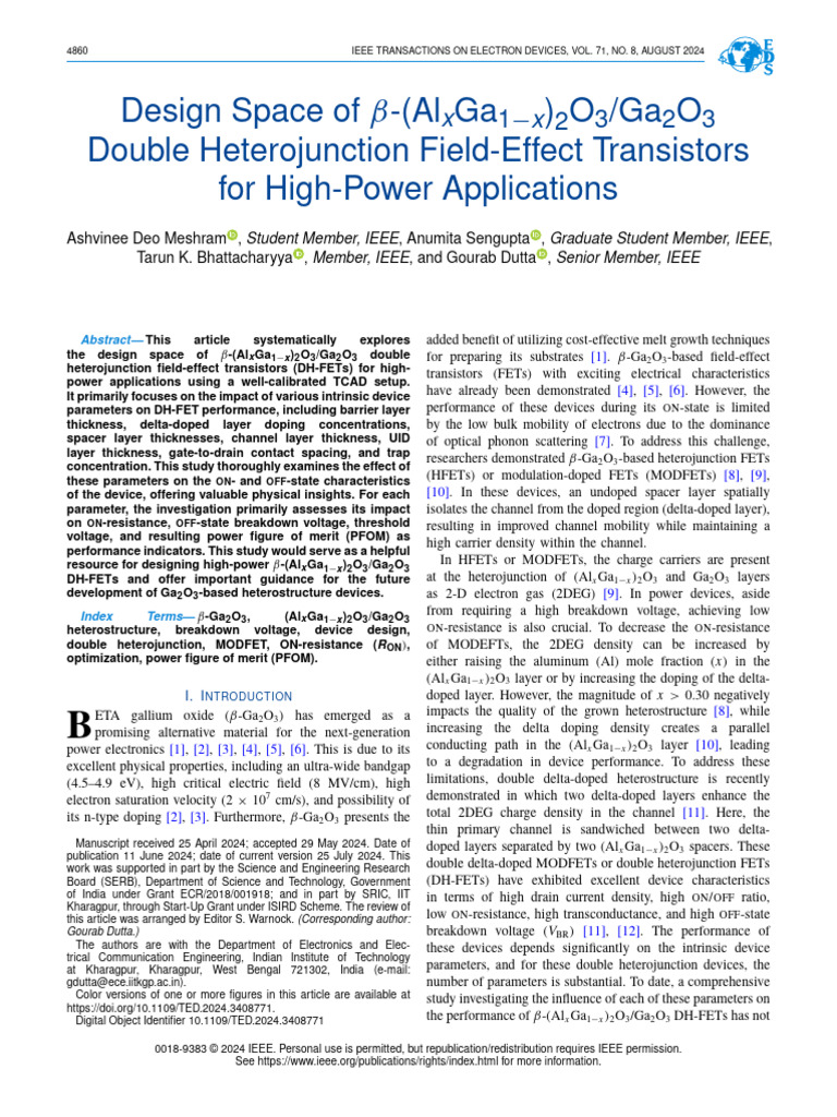 Double Heterojunction Field-Effect Transistors For High-Power Applications | PDF