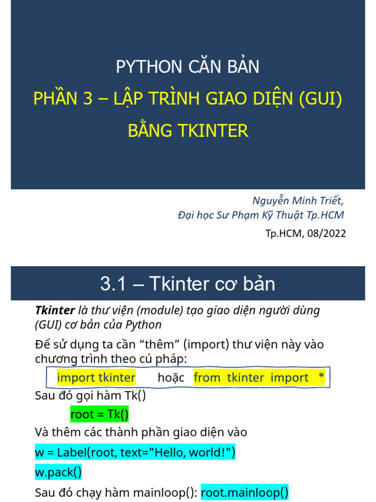 PythonCanBan_Slide7_Tkinter_coban | PDF