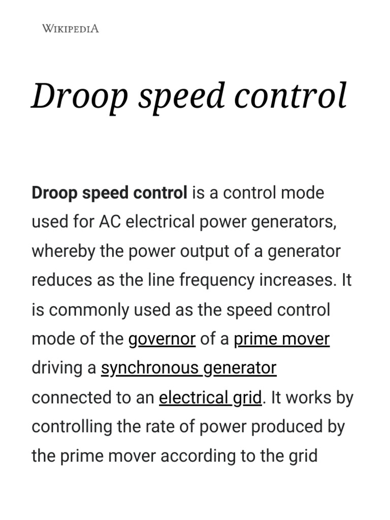 Power Grid Droop Speed Control | PDF | Electrical Engineering ...