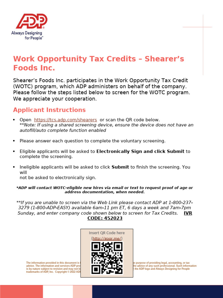 Shearers WOTC Screening Guide | PDF