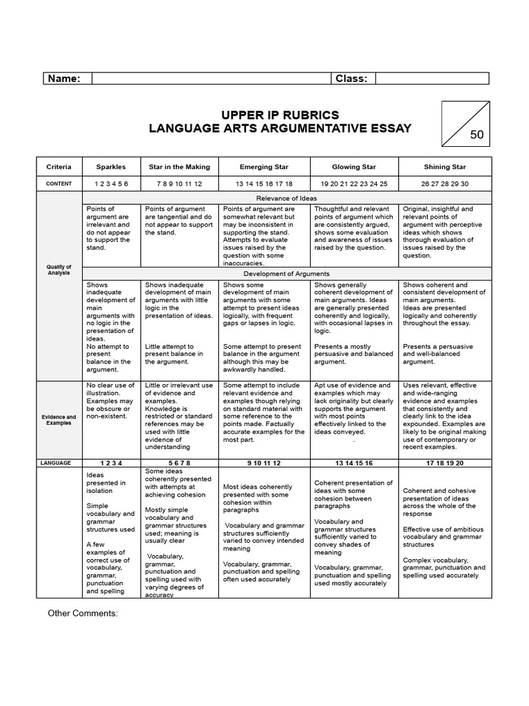 2024 - Upper IP Essay Rubrics | PDF