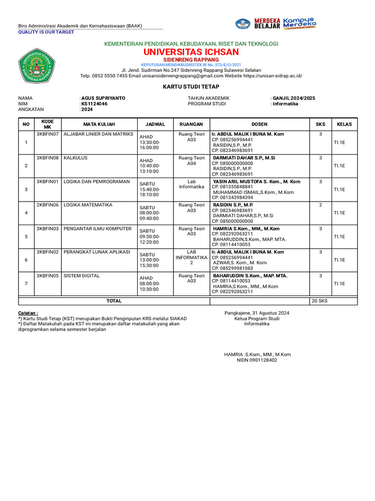 Sistem Informasi Akademik Unisan Sidrap | PDF