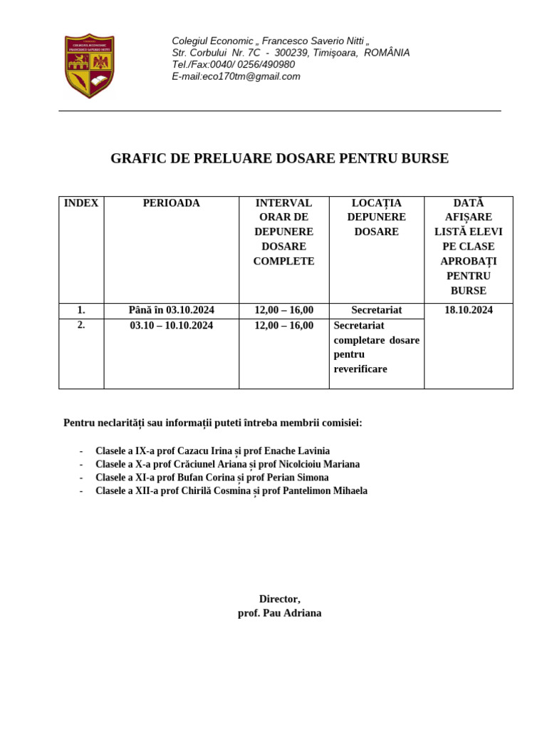 Anexe Burse Scolare Septembrie 2024 | PDF