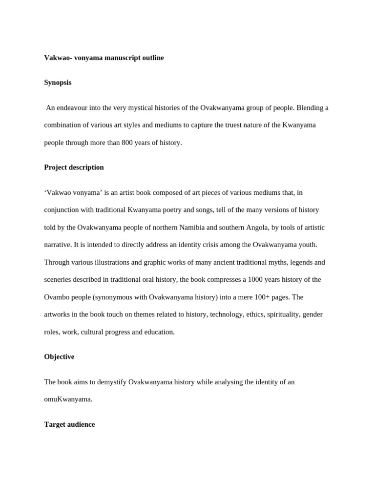 Vakwao - Vonyama Manuscript Outline | PDF