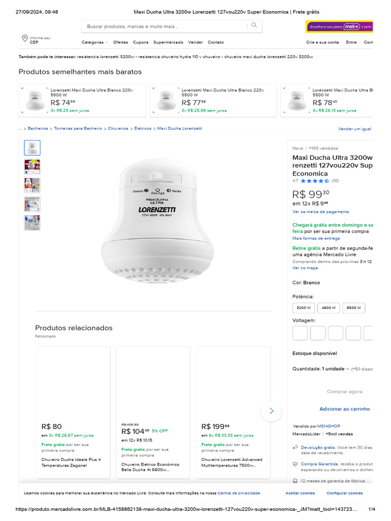 Maxi Ducha Ultra 3200W Lorenzetti | PDF | Chuveiro | iPhone