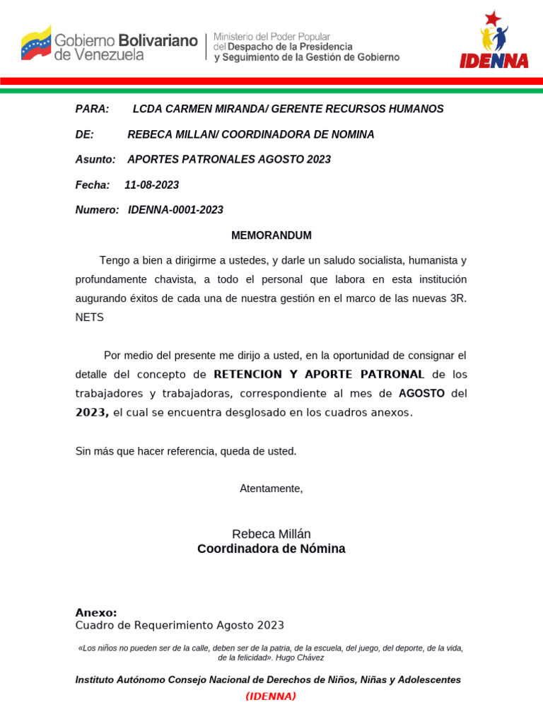 Modelo Memorando 2023 NUEVO | PDF