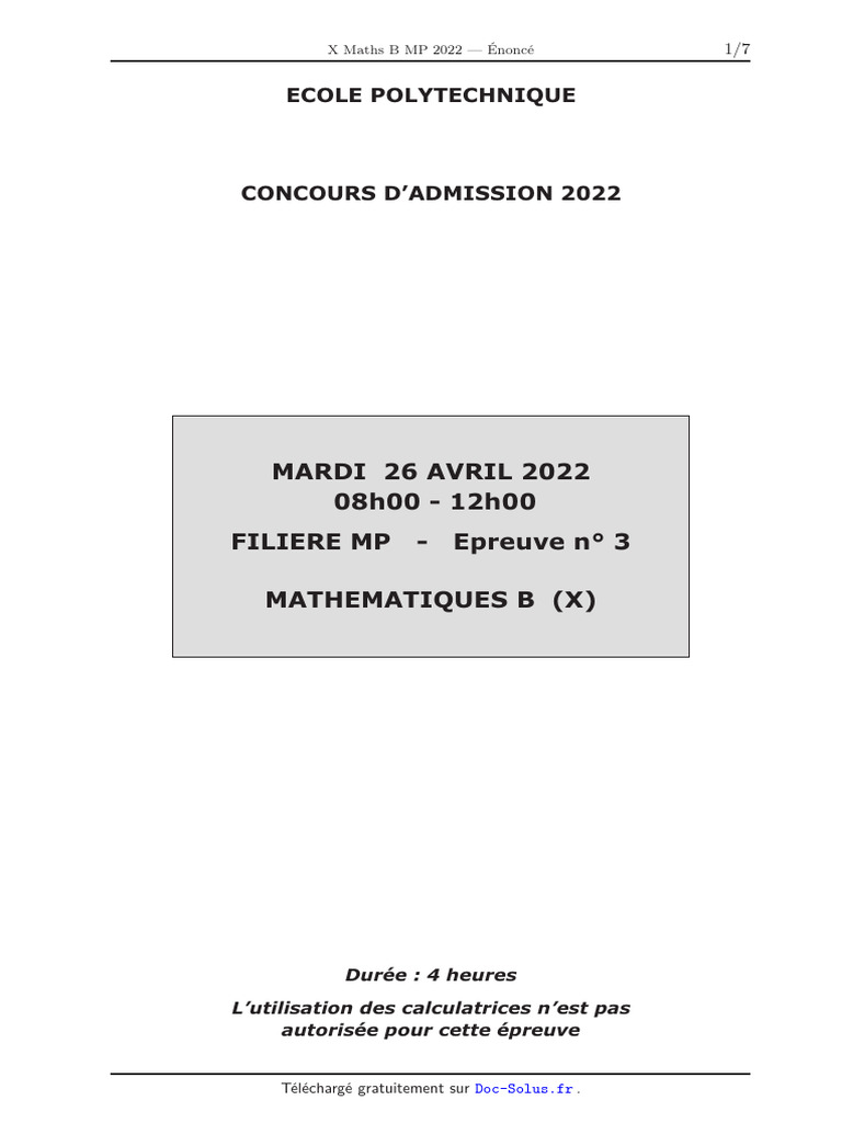 MP MATHS X 2 2022.enonce | PDF