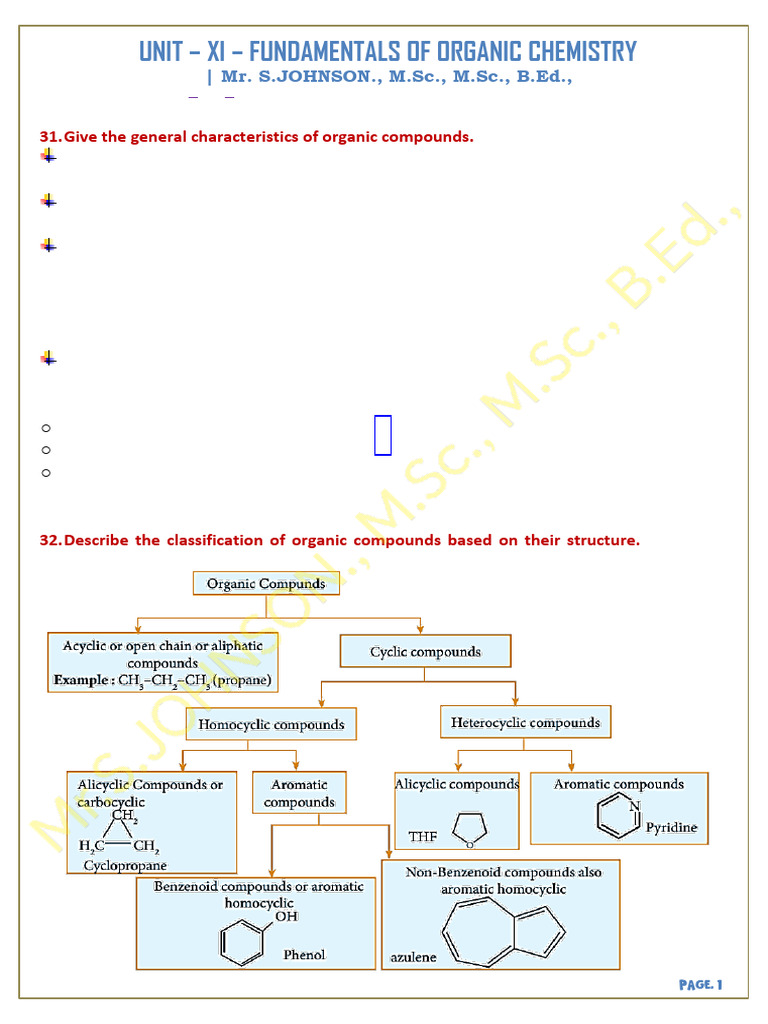 11th Chemistry Unit 11 Study Material English Medium PDF Download | PDF ...
