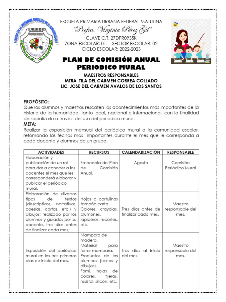 Plan de Comision Periodico Mural | PDF