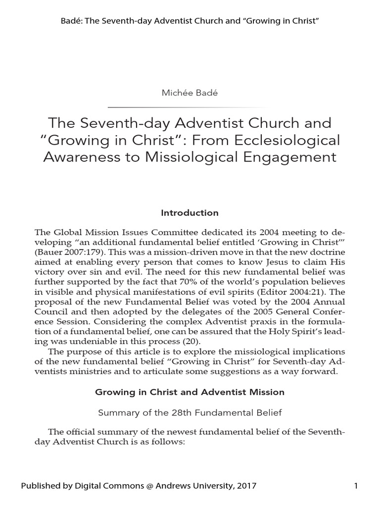 The Seventh-Day Adventist Church and - Growing in Christ | PDF ...