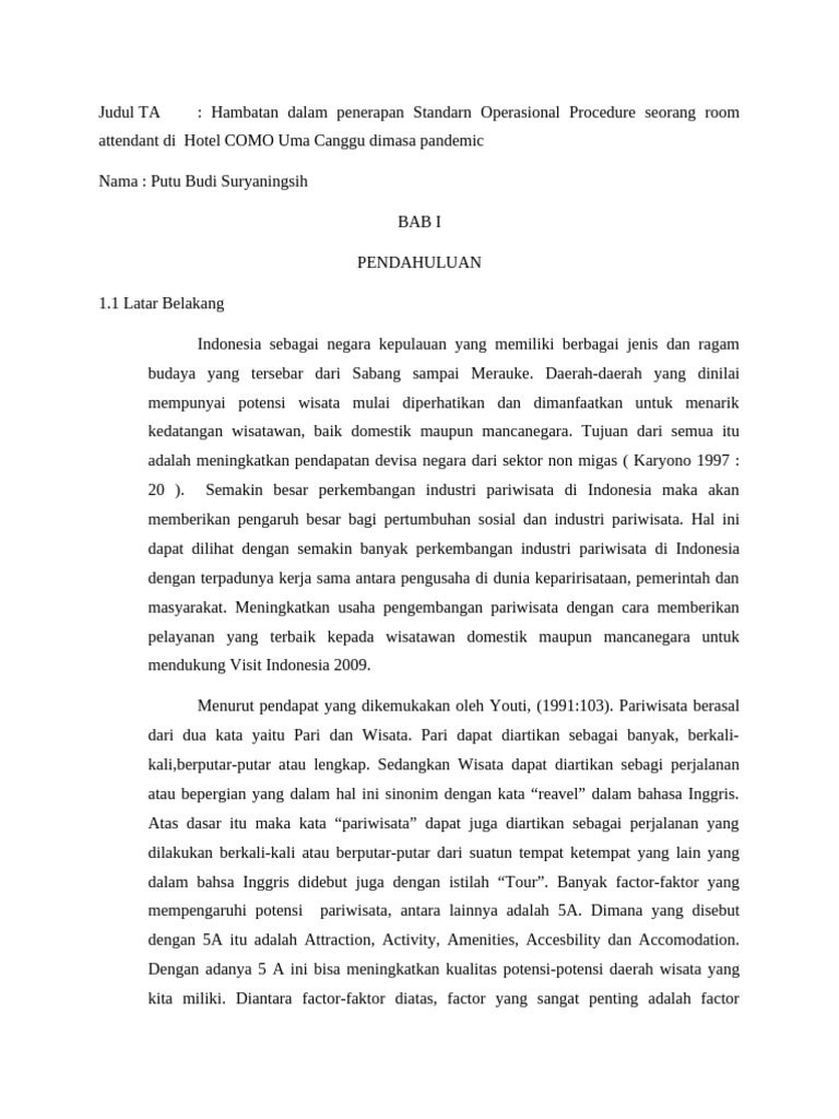 Tugas Akhir BAB 1 - 5 Budi Surya | PDF