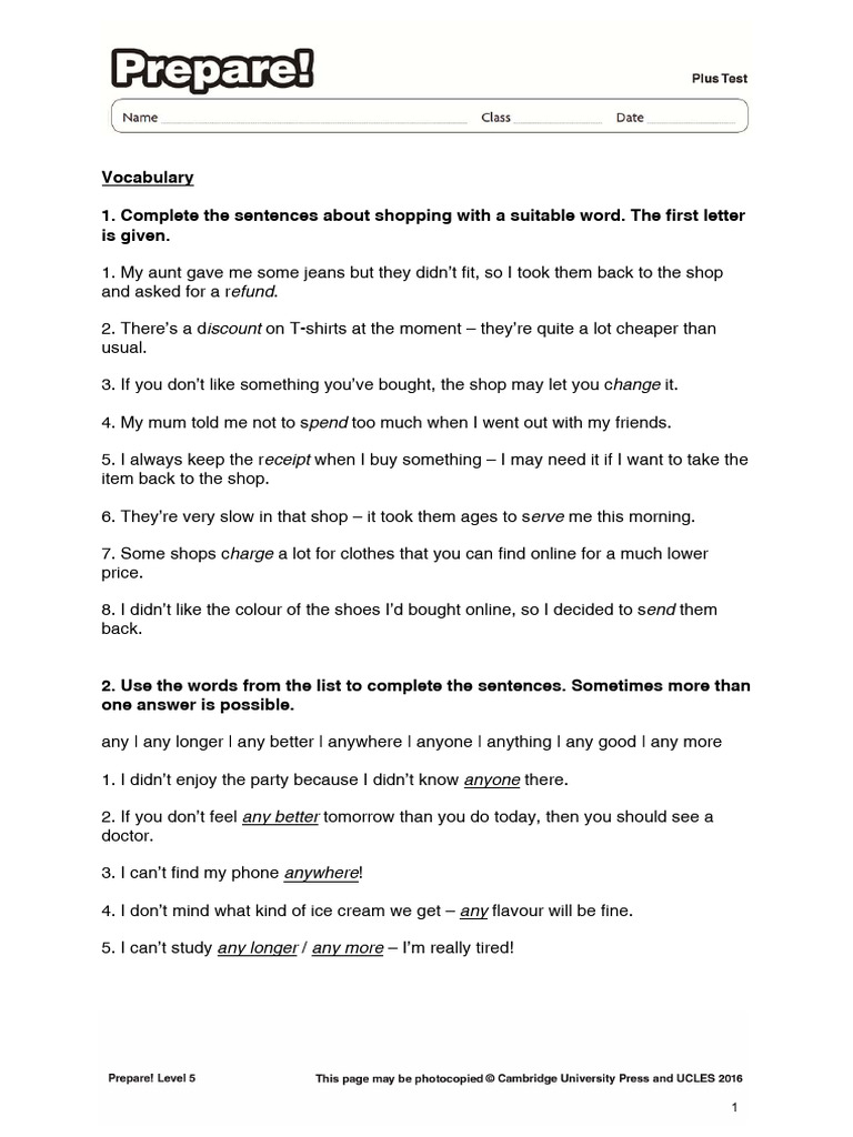 PRE-UT-U1P With Answers | PDF