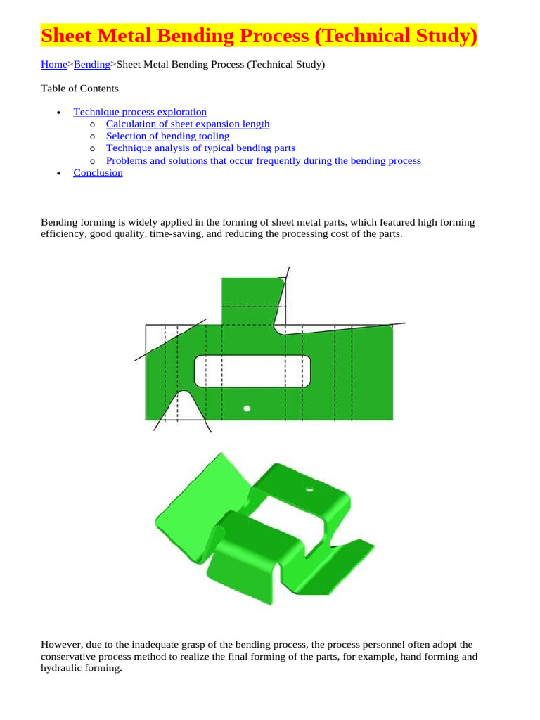 Sheet Metal Bending Process Technical Study Pdf
