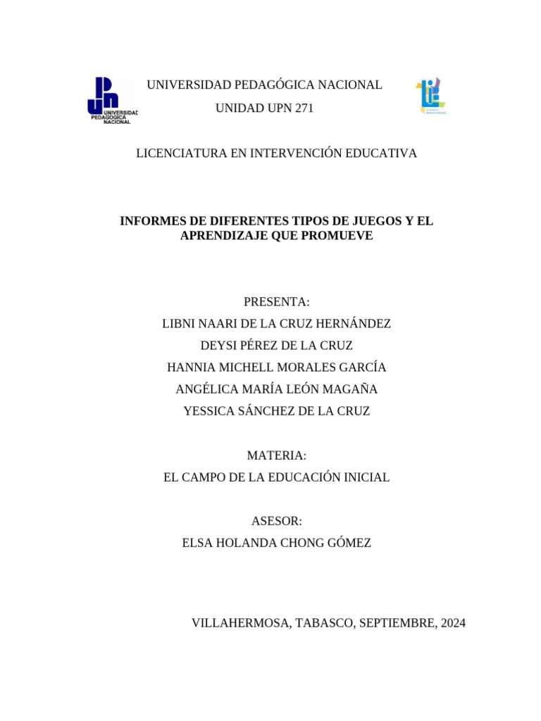Informes de Juegos y Su Aprendizaje Que Promueve | PDF | Aprendizaje | Relaciones personales ...