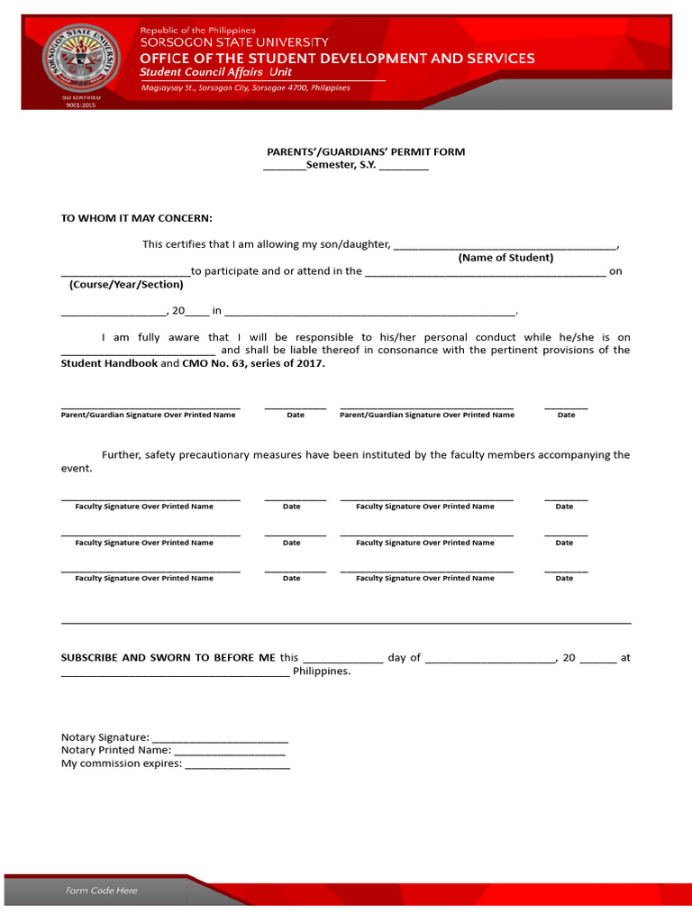 Parents Permit | PDF