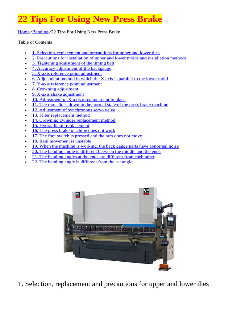 22 Tips For Using New Press Brake | PDF