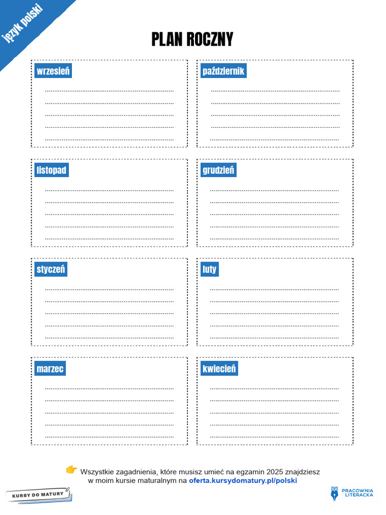 Planer Roczny Polski - PUSTY | PDF