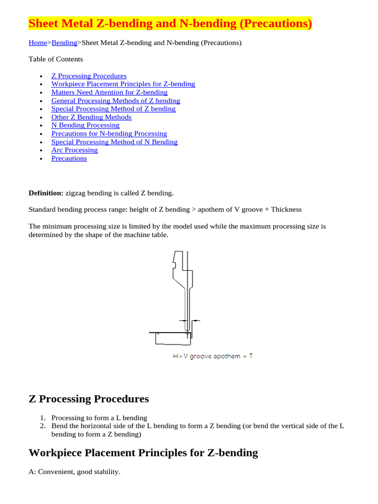 Sheet Metal Z-Bending and N-Bending (Precautions) | PDF
