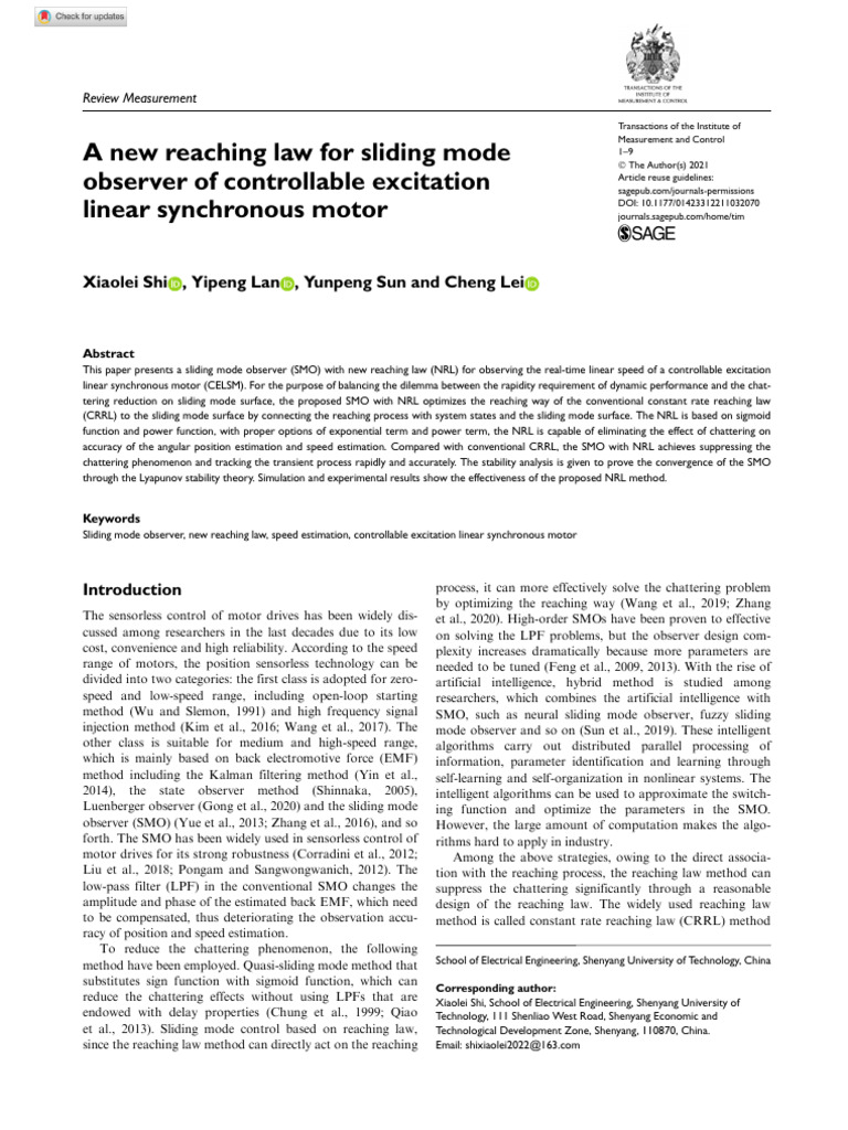 A New Reaching Law For Sliding Mode Observer of Controllable Excitation ...