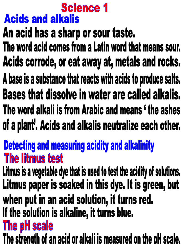 Science 1 Acids and Alkalis | PDF