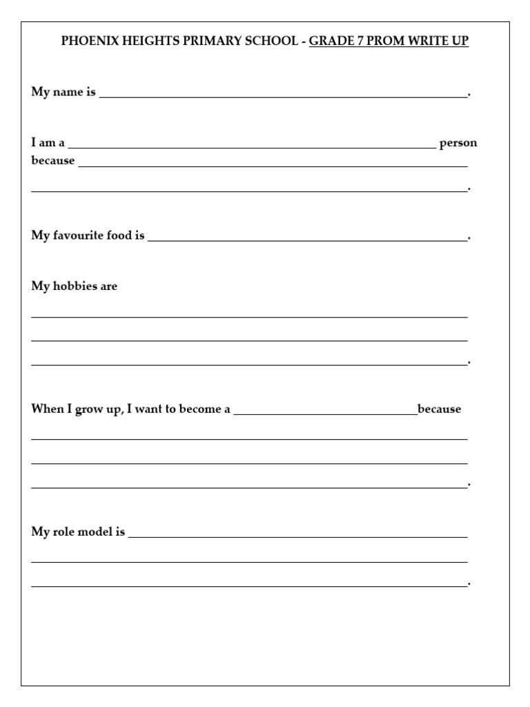 Grade 7 Prom Write Up Format | PDF