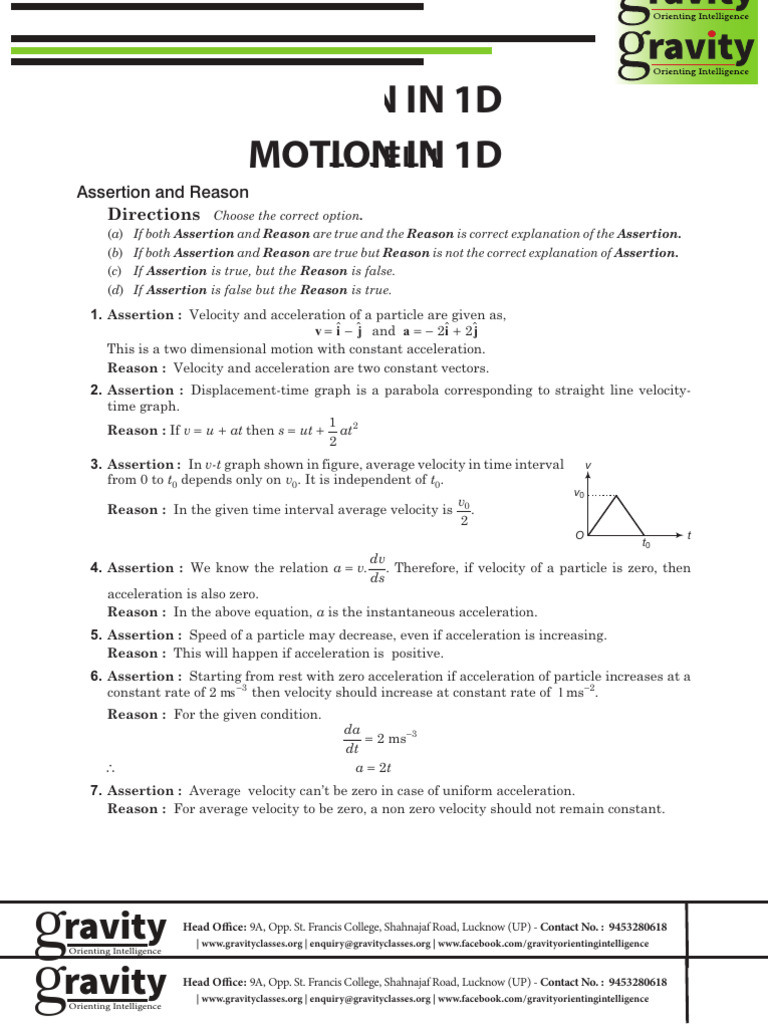 Motion in 1D | PDF