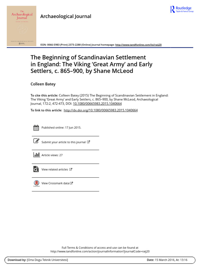 The Beginning of Scandinavian Settlement | PDF | Anglo Saxons | Scandinavia