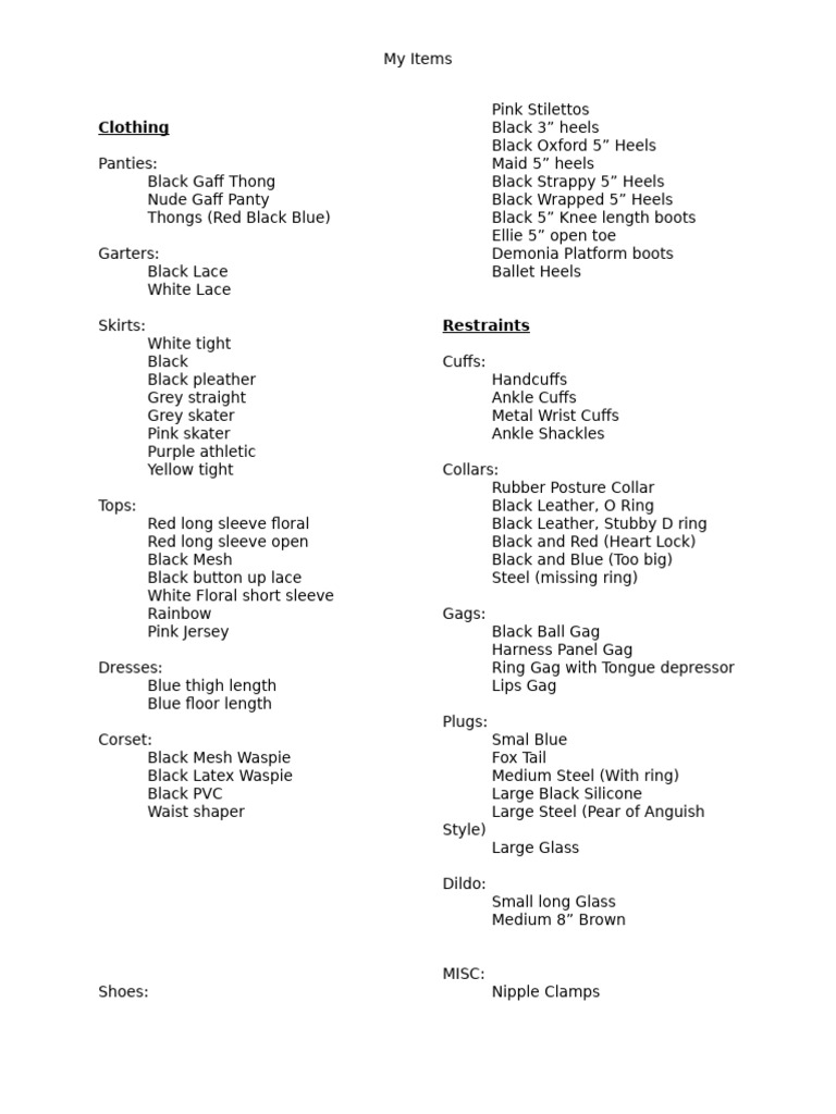 Clothing List | PDF