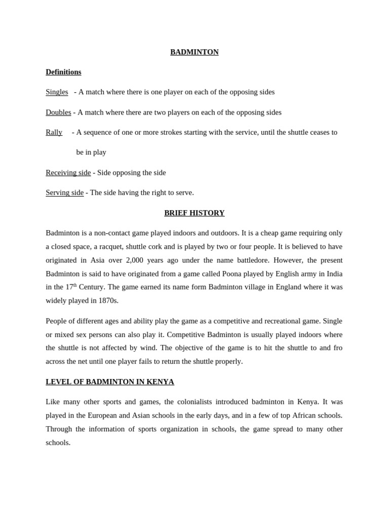 Badminton Notes | PDF