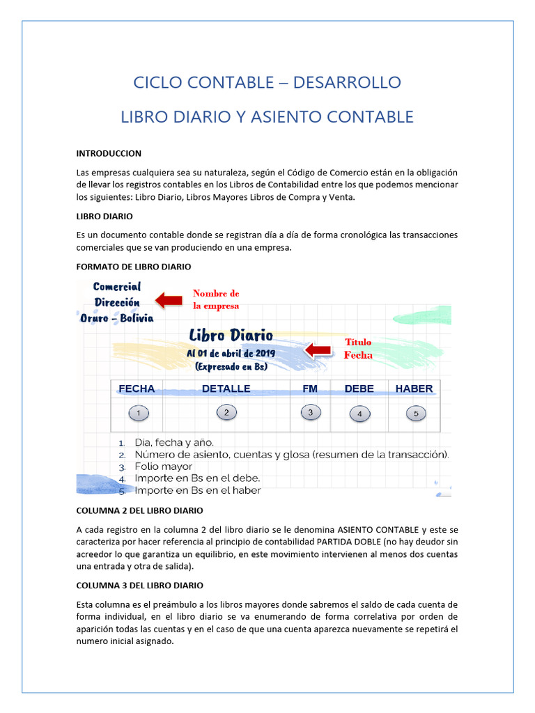 Libro Diario y Asiento Contable | PDF | Contabilidad | Negocios económicos