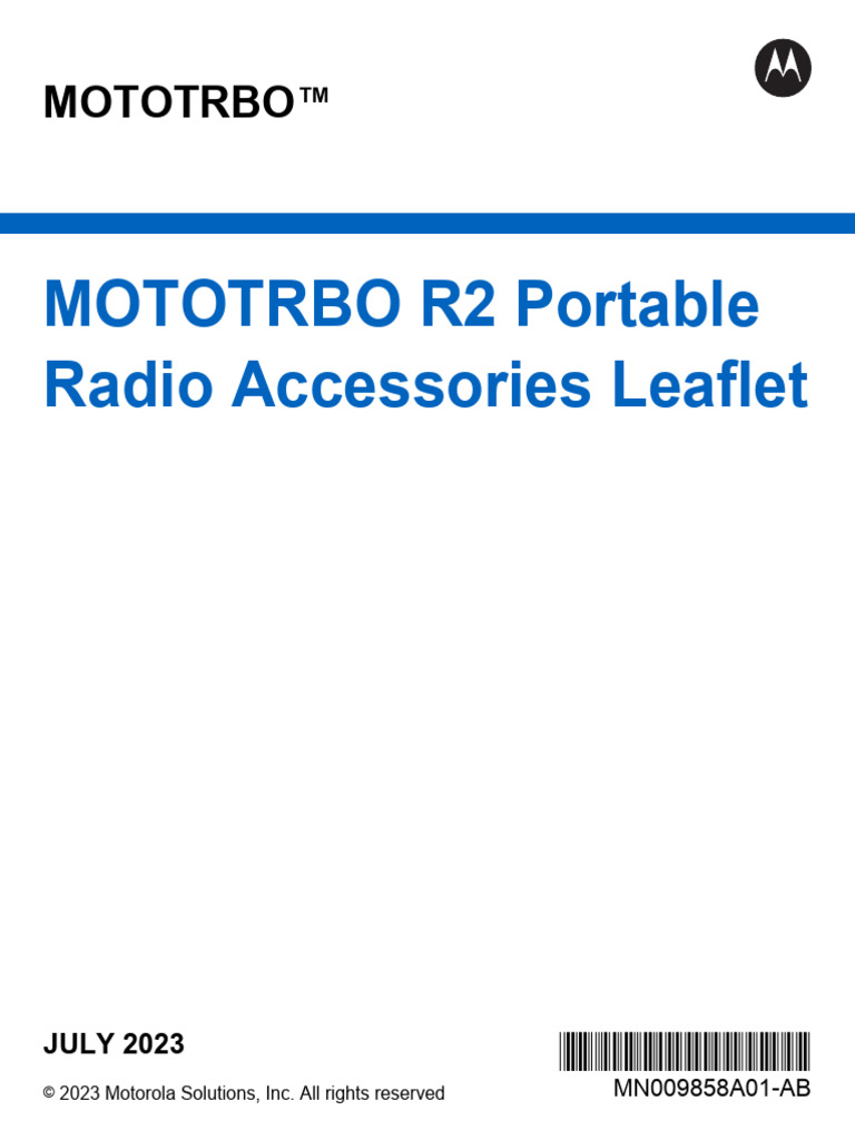 MN009858A01-AB Multilingual MOTOTRBO R2 Portable Radio Accessories ...