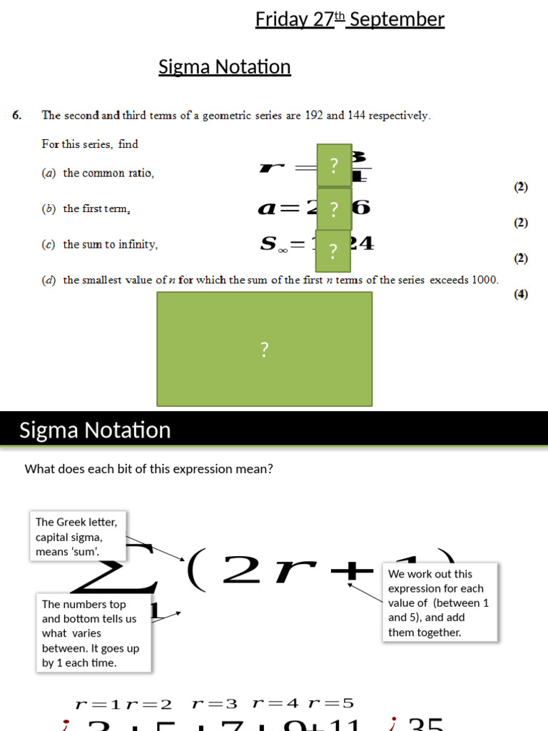 Sigma Notation | PDF