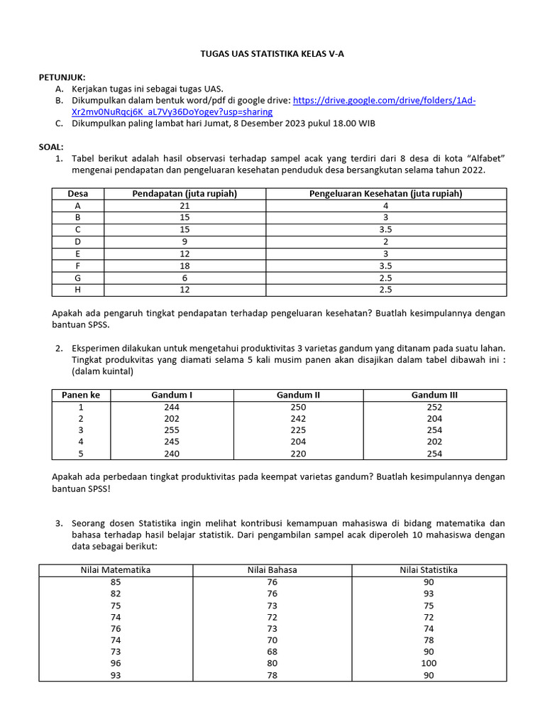 SOAL UAS STATISTIKA | PDF