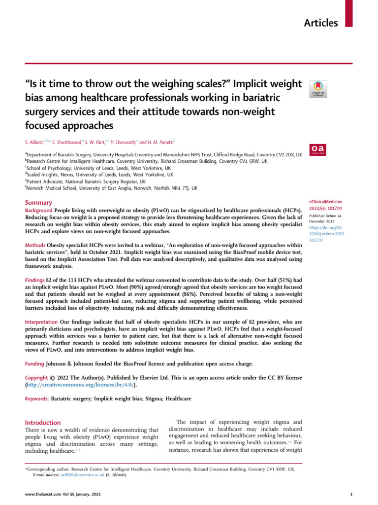 #x201c Is It Time To Throw Out The Weighing Scale | PDF