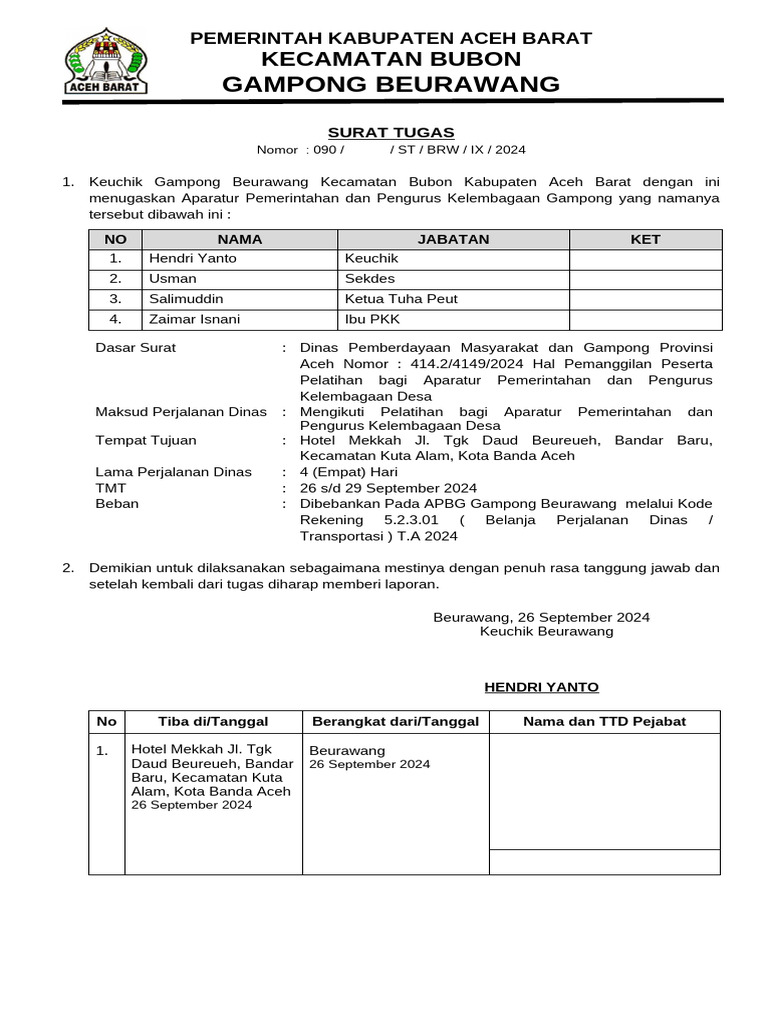 Surat Tugas Brw | PDF