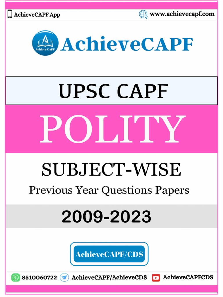 CAPF POLITY (2009-2023) @AchieveCAPF | PDF
