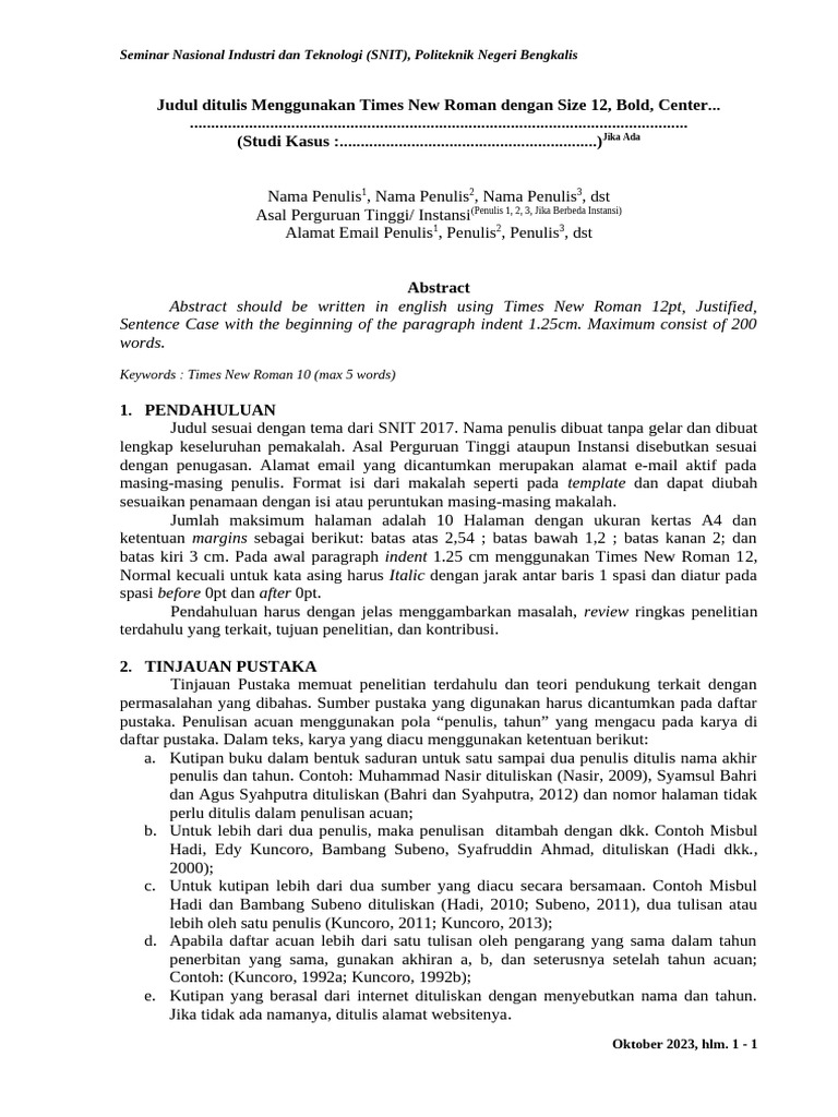 Template Artikel SNIT 2023 | PDF