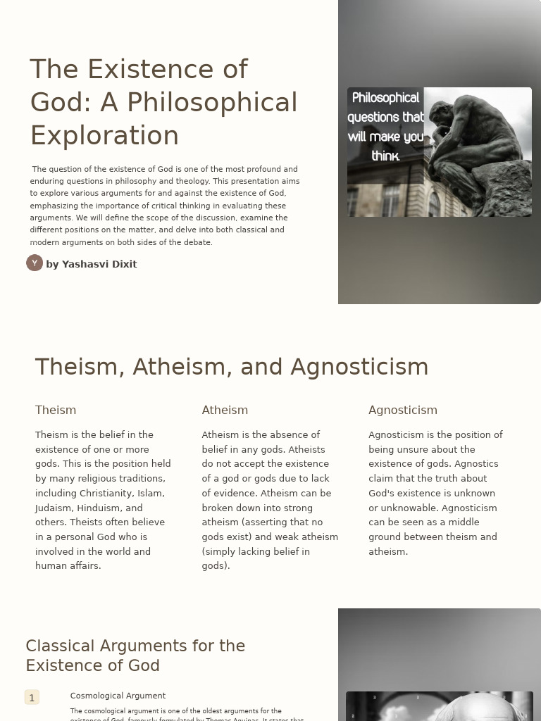 The Existence of God A Philosophical Exploration | PDF