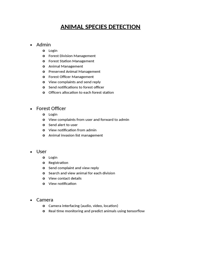 Animal Species Detection Modules | PDF