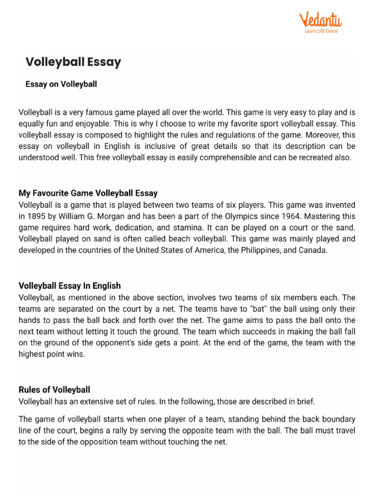 Volleyball Essay Pdf